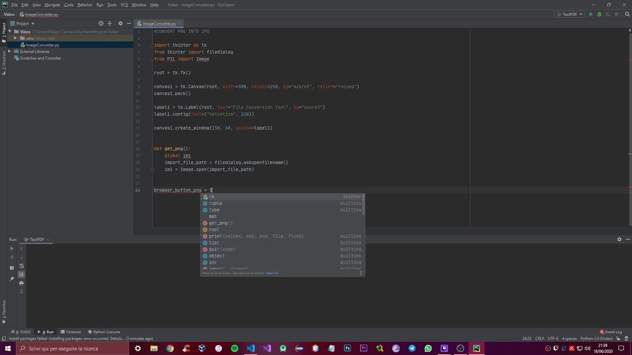 Convert A Png Image Into A Jpg Image Pycharm Python Tutorial 23