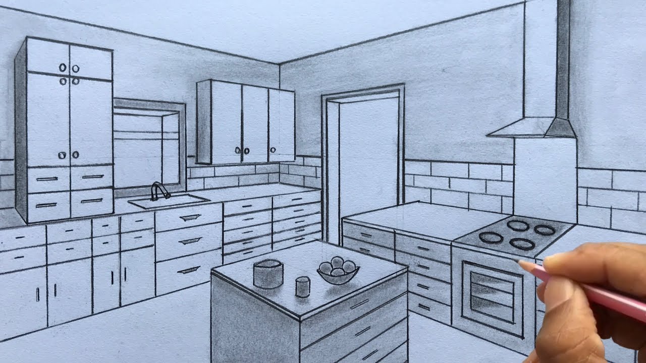 How To Draw 2 Point Perspective Kitchen