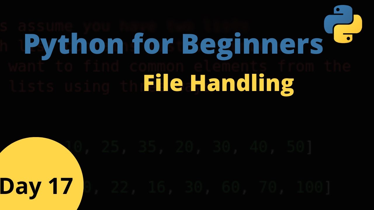 File Handling In Python For Beginners Youtube