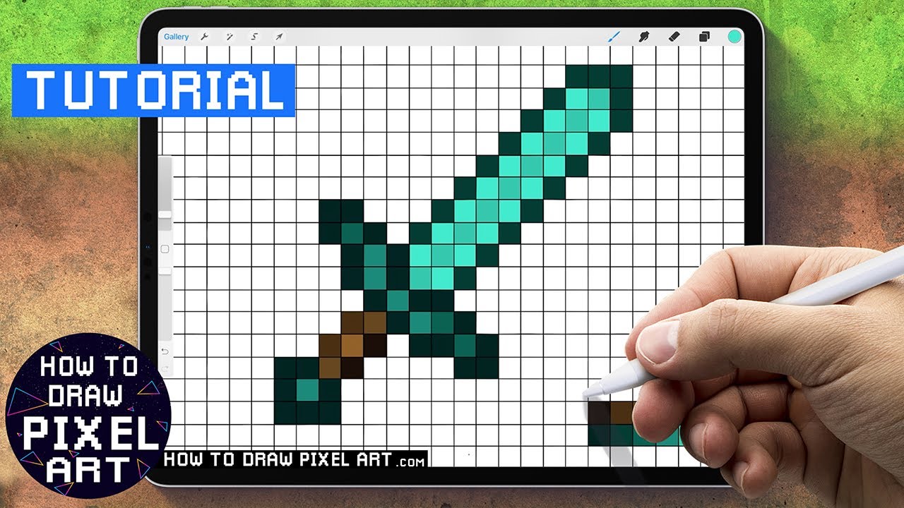 Diamond Sword Minecraft How To Draw Pixel Art Tutorial Pattern