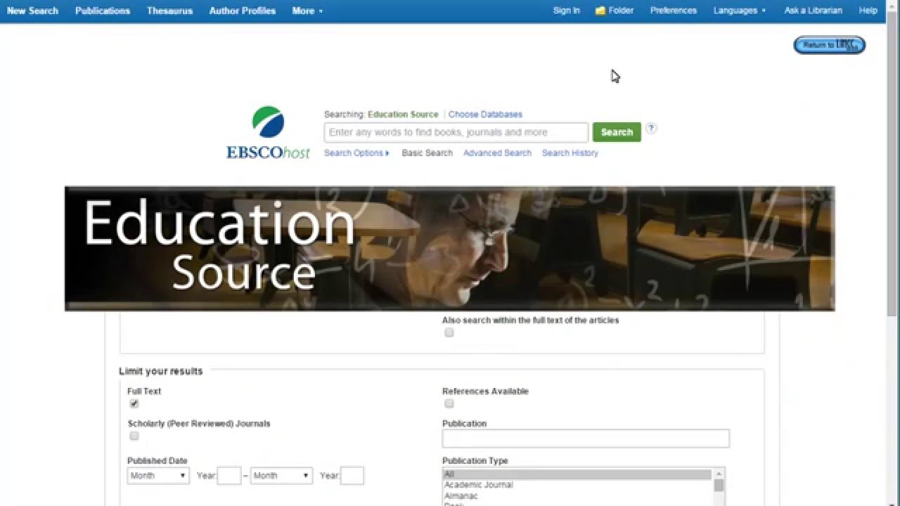 Education Source Ebsco Database Youtube