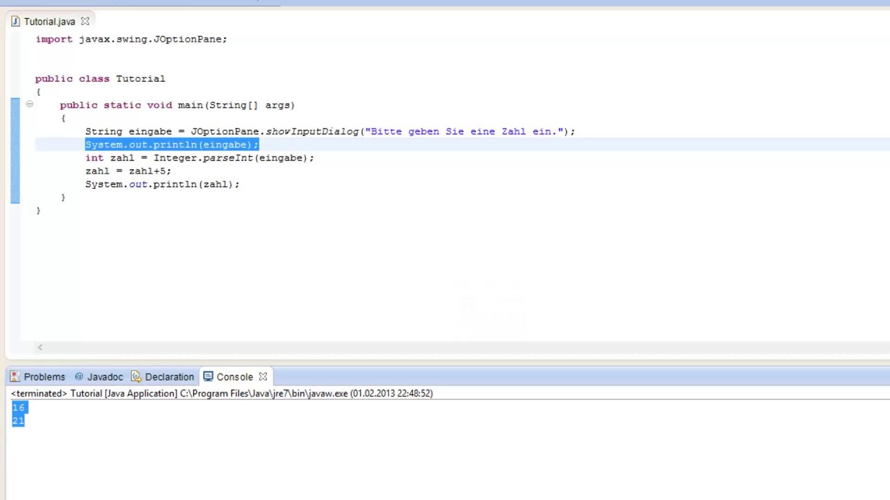 Java Tutorial Eclipse Eclipse Java Hello World Introduction Tutorial