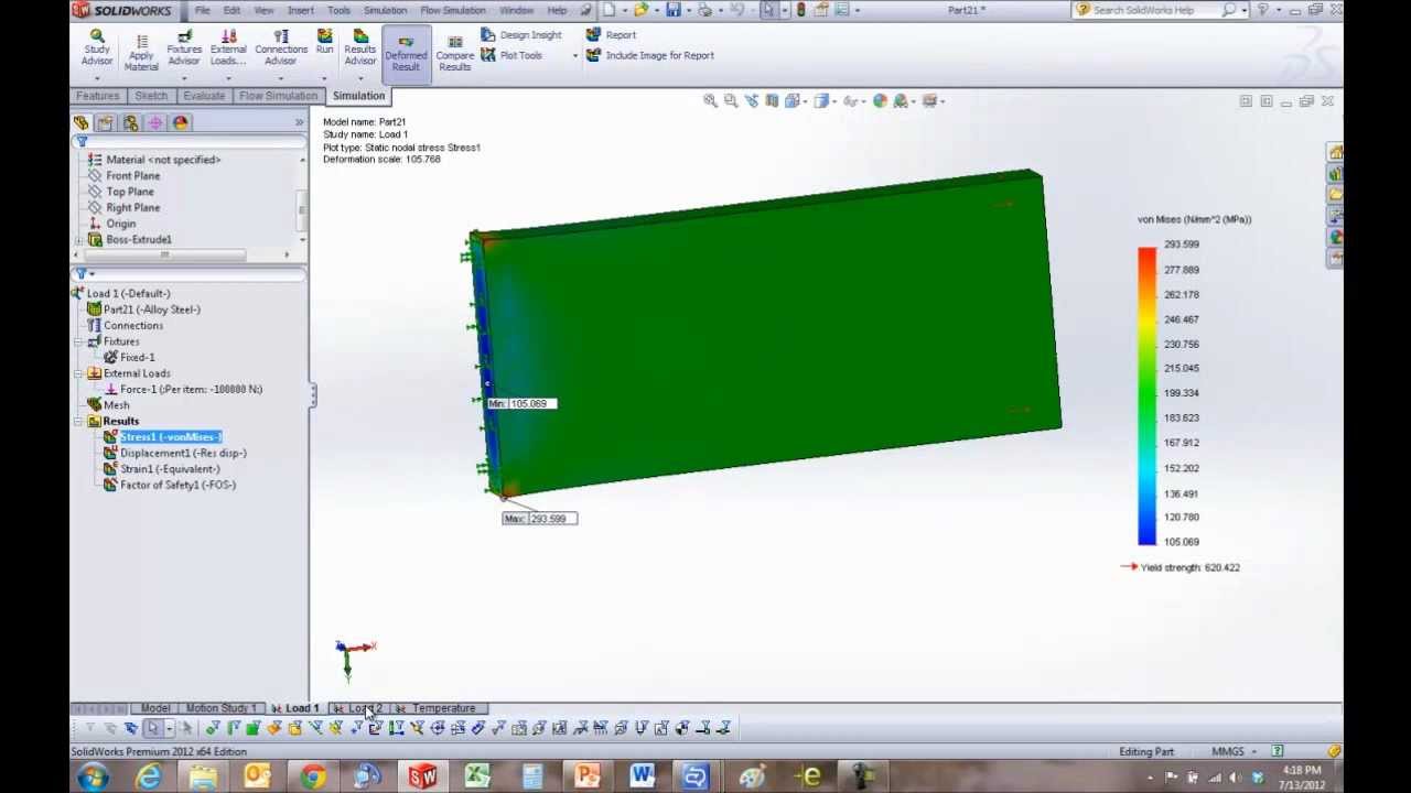 Solidworks Simulation Combining Multiple Static Studies Youtube