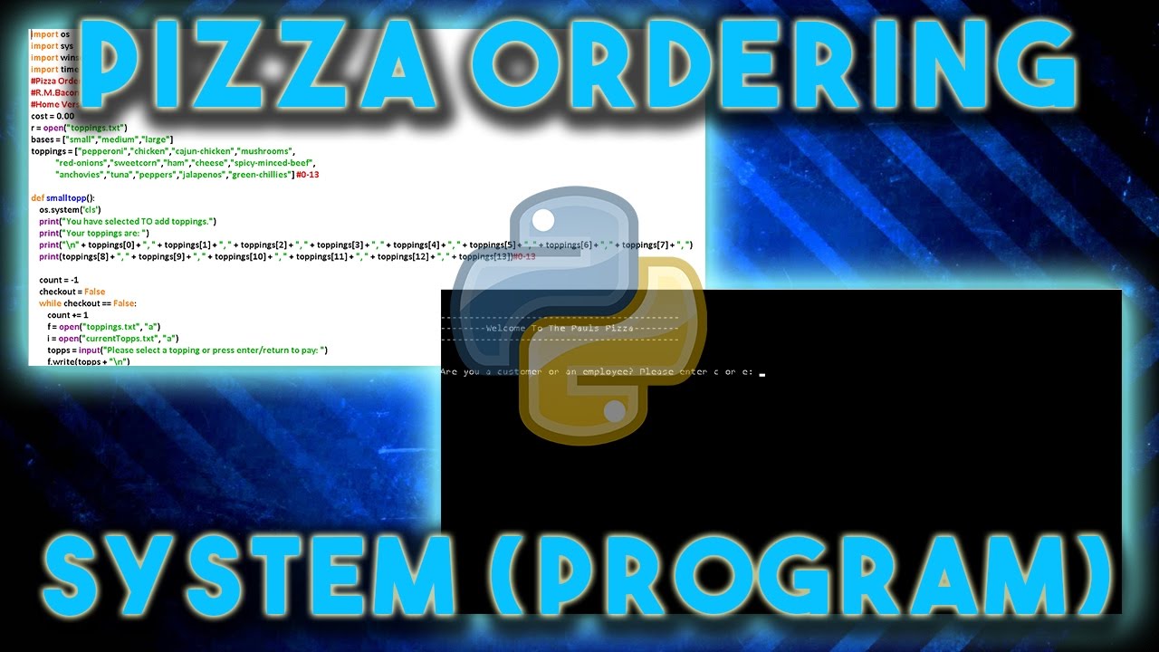 Pizza Ordering Program System Python Download Youtube