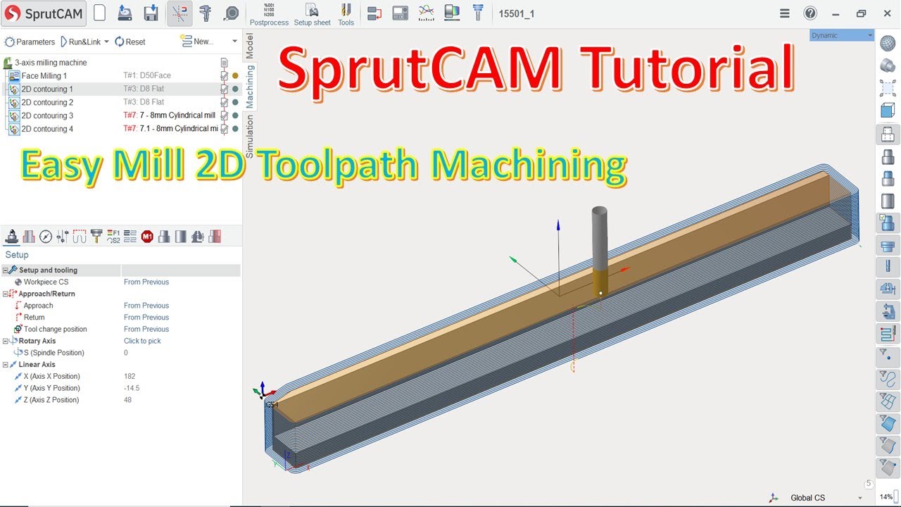 Sprutcam Tutorial 18 Sprutcam Mill 2d Easy Toolpath Machining Youtube