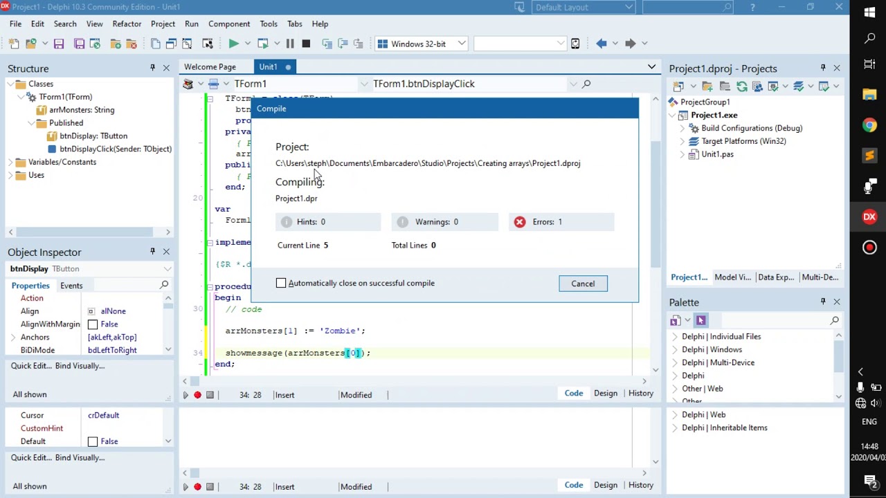 Creating An Array Delphi Tutorial Part 38 Youtube
