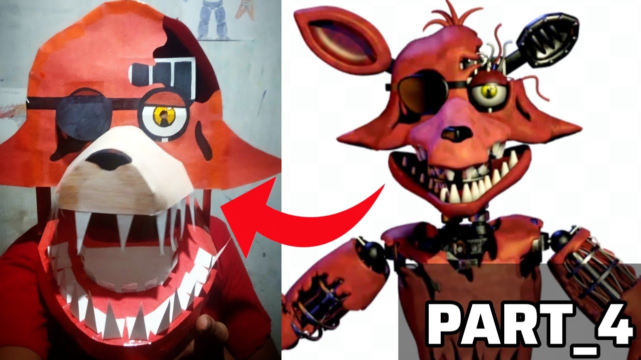 How To Make Withered Foxy Mask With Paper Easy Tutorial Part 4