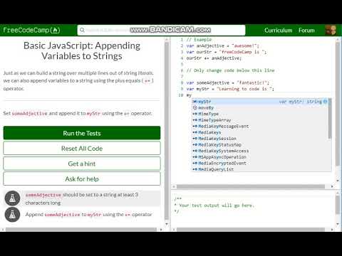 Basic Javascript Appending Variables To Strings Free Code Camp Dani