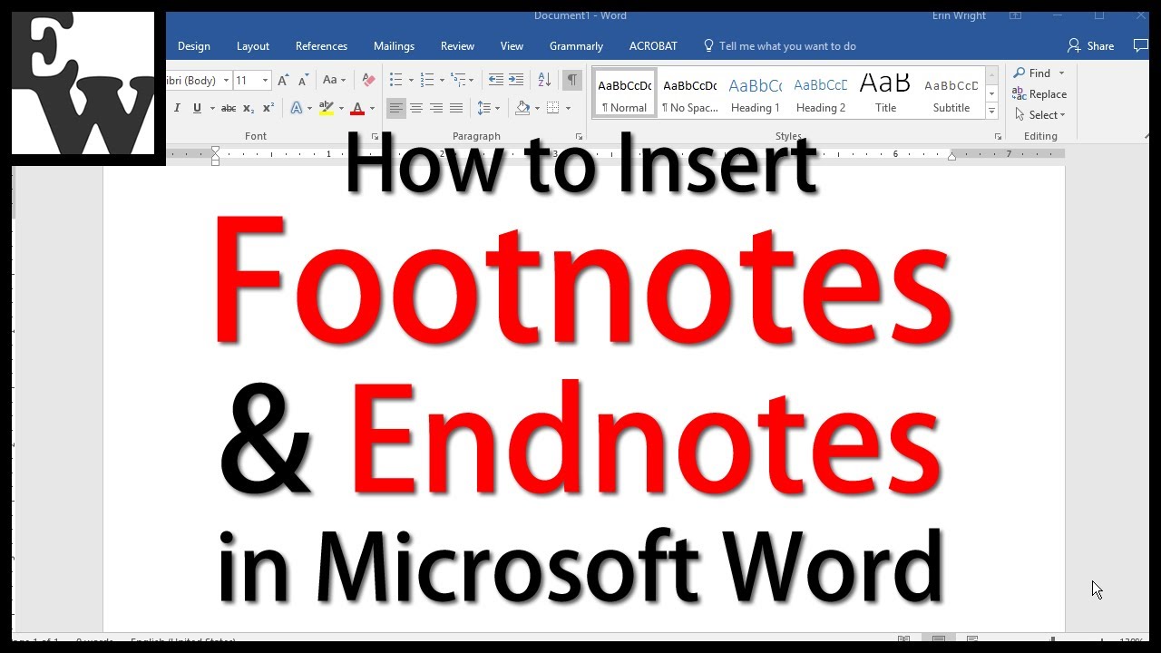 How To Insert Footnotes And Endnotes In Microsoft Word Youtube