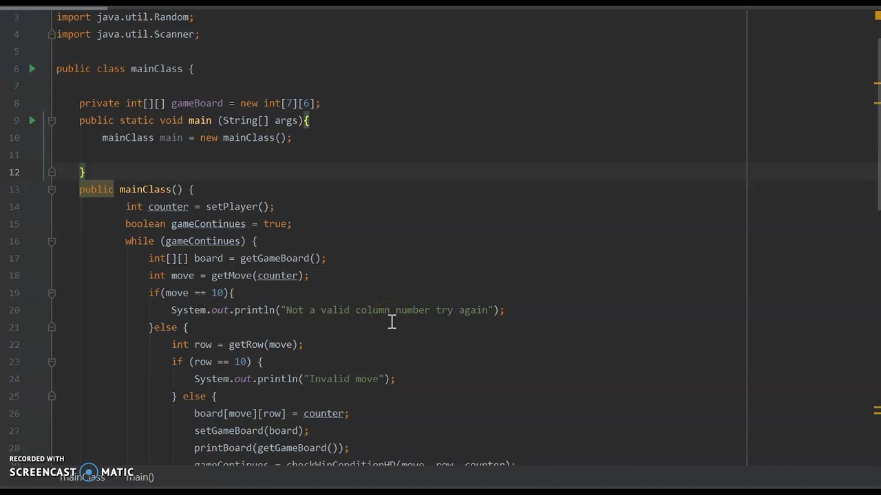 Connect 4 In Java Part 1 Random Number Generation Youtube