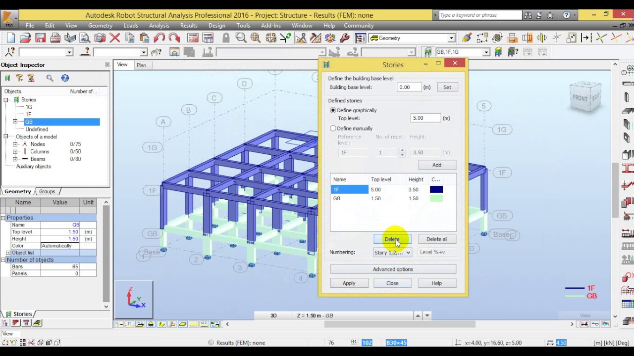 Robot Structural Analysis Tutorial Part 1 Youtube