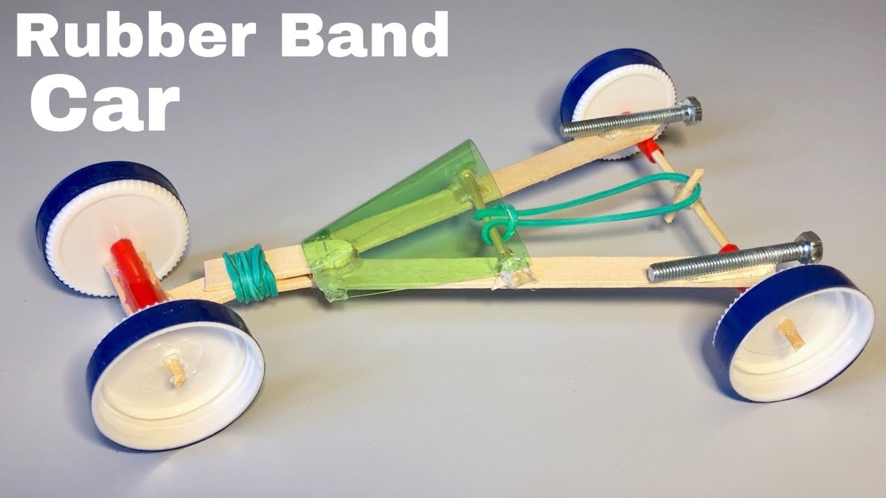 How To Make A Car Rubber Band Powered Car Very Simple Youtube