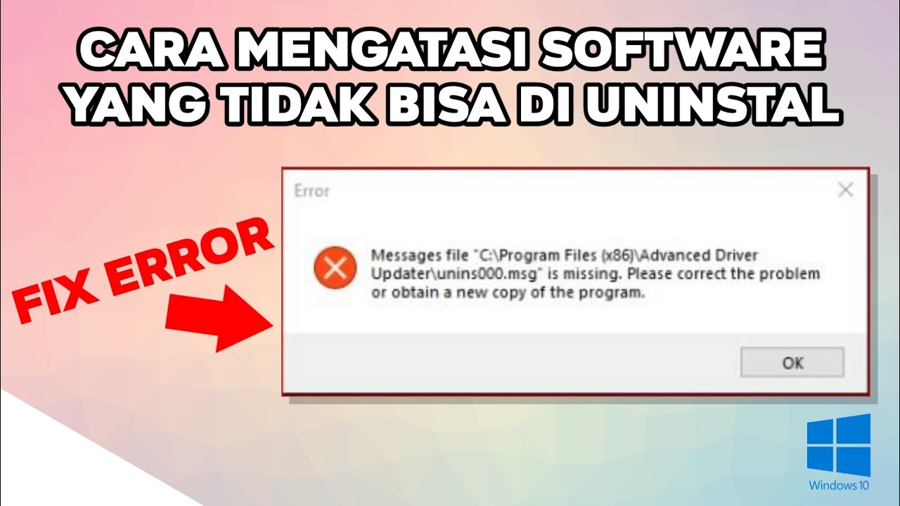 Cara Mengatasi Software Tidak Bisa Diuninstal Please Correct The