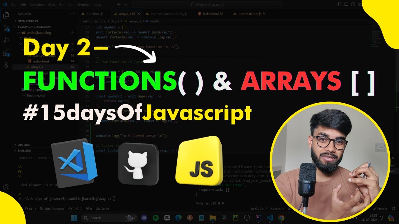 Day 2 Functions Arrays In Javascript 15 Days Of Javascript