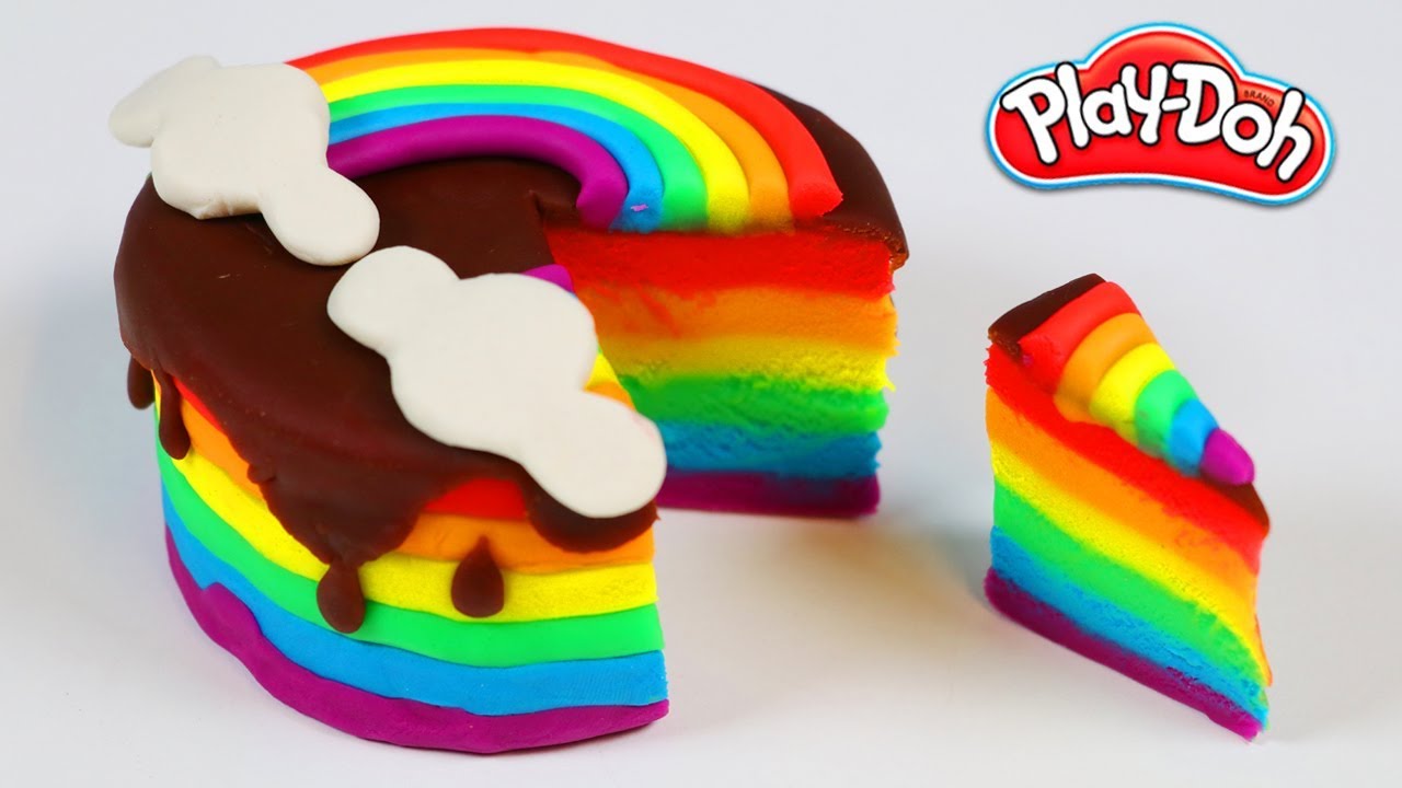 How To Make A Play Doh Rainbow Cake Youtube