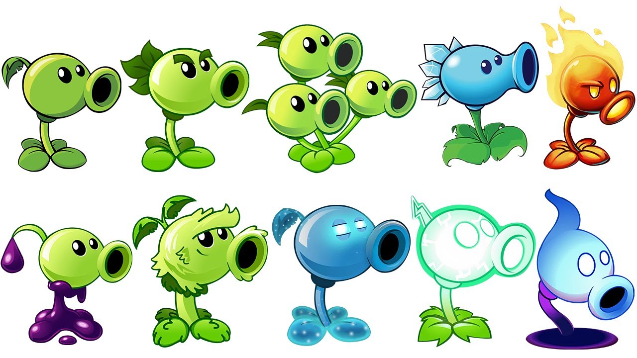 Plantas Vs Zombies Todos Los Lanzaguisantes Zombies Plants Vs