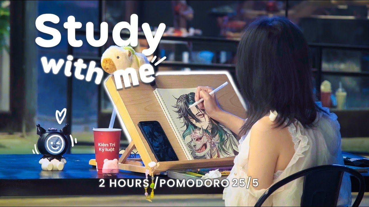 2 Hour Study With Me Evening In A Study Cafe Calm Lofi Pomodoro 25 5