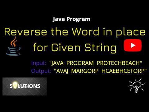 How To Reverse The Word In Place For Given String Java Program Youtube