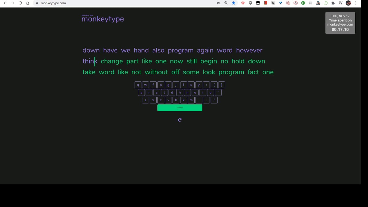 204 Wpm On Colemak Monkeytype 60s Youtube