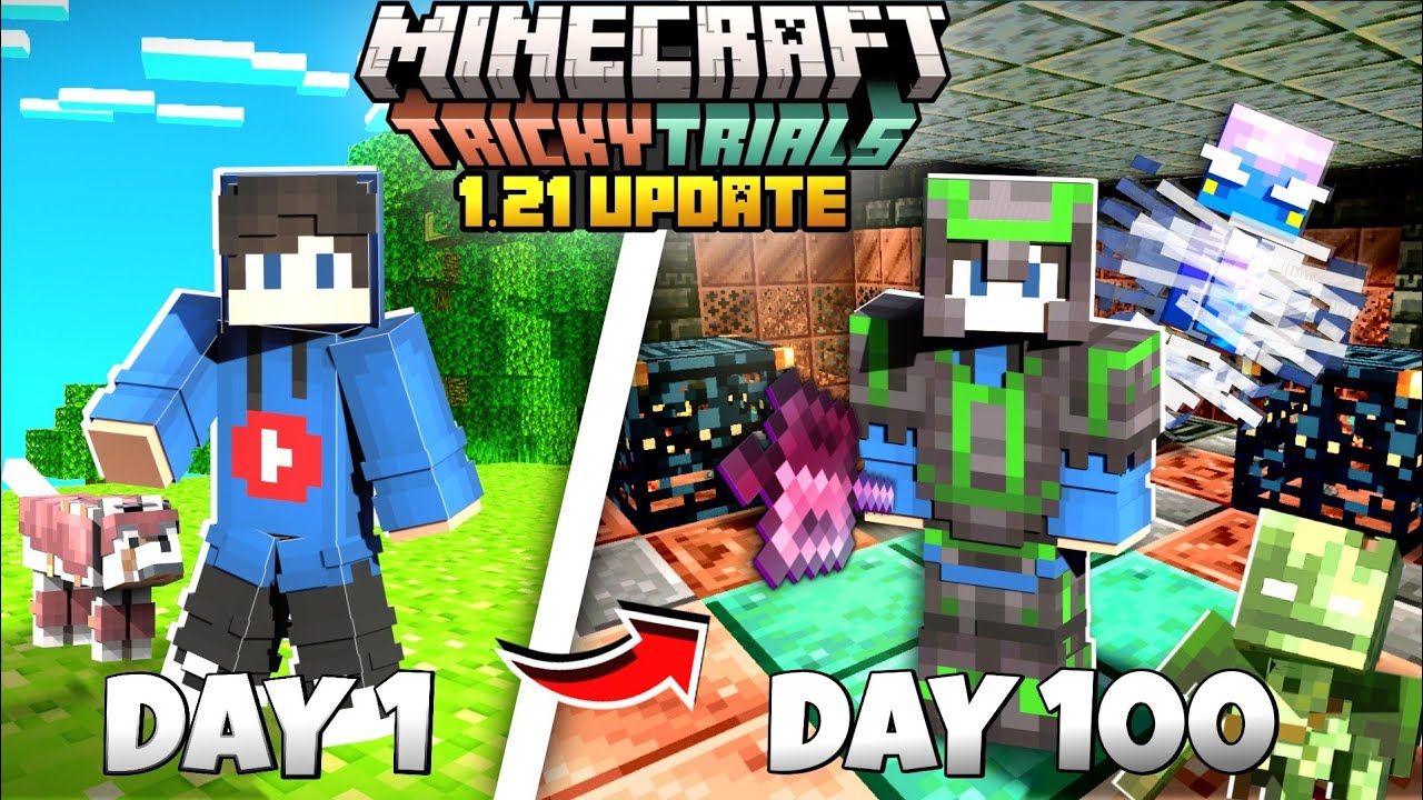 I Survived 100 Days In Minecraft Pocket Edition 1 21 Update Hindi