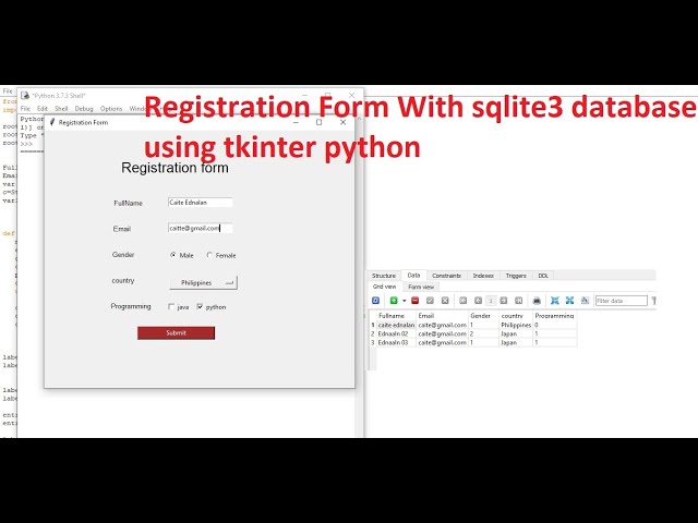 Registration Form Using Tkinter Python 3 Part 2 Database 20 Python