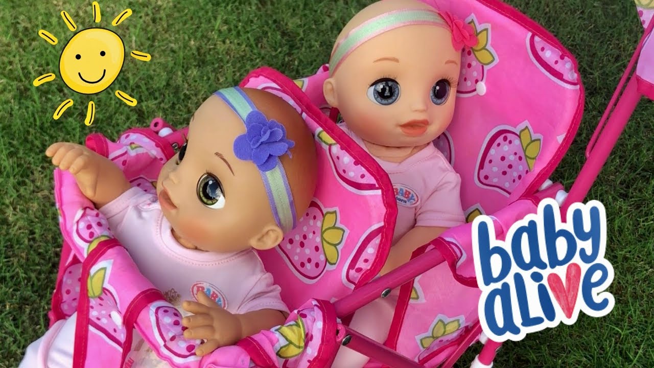 Baby Alive Video Real As Can Be Twins Double Stroller Ride Youtube
