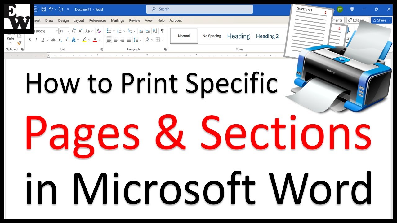 How To Print Specific Pages And Sections In Microsoft Word Youtube