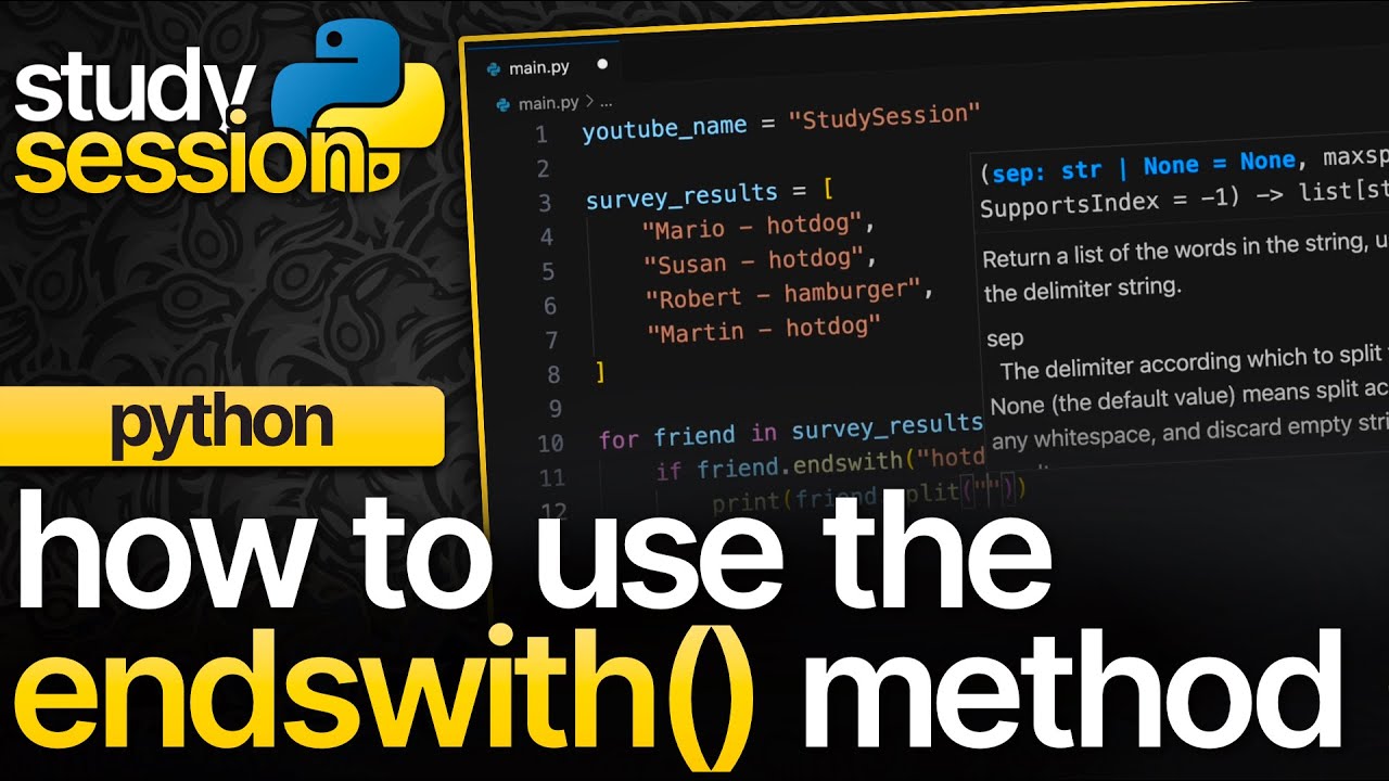 Endswith Method In Python Endswith Youtube