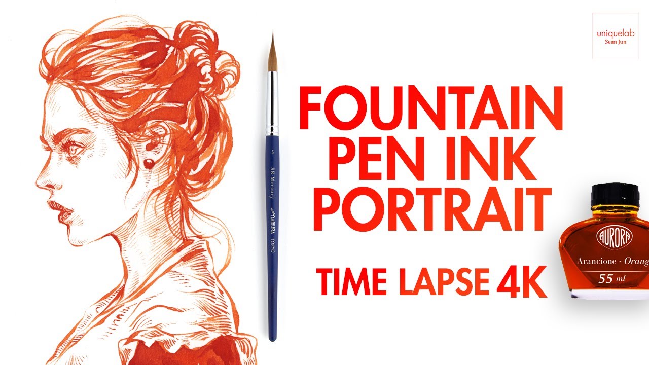 Portrait With Fountain Pen Ink Quick Drawing Youtube