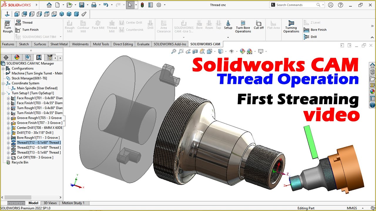 Cnc Thread Operation 02 In Solidworks Cam My First Streaming Tutorial
