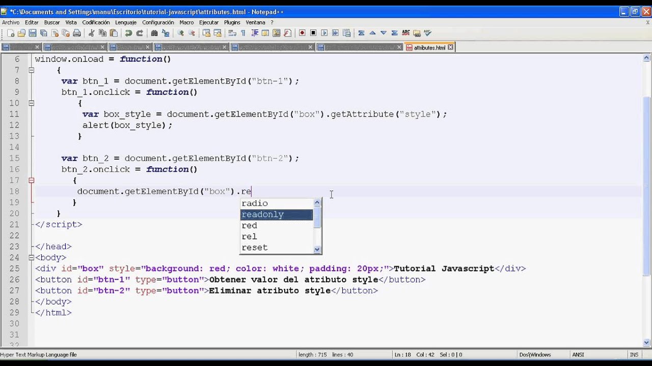 Tutorial Javascript Parte 21 Atributos Getattribute Setattribute