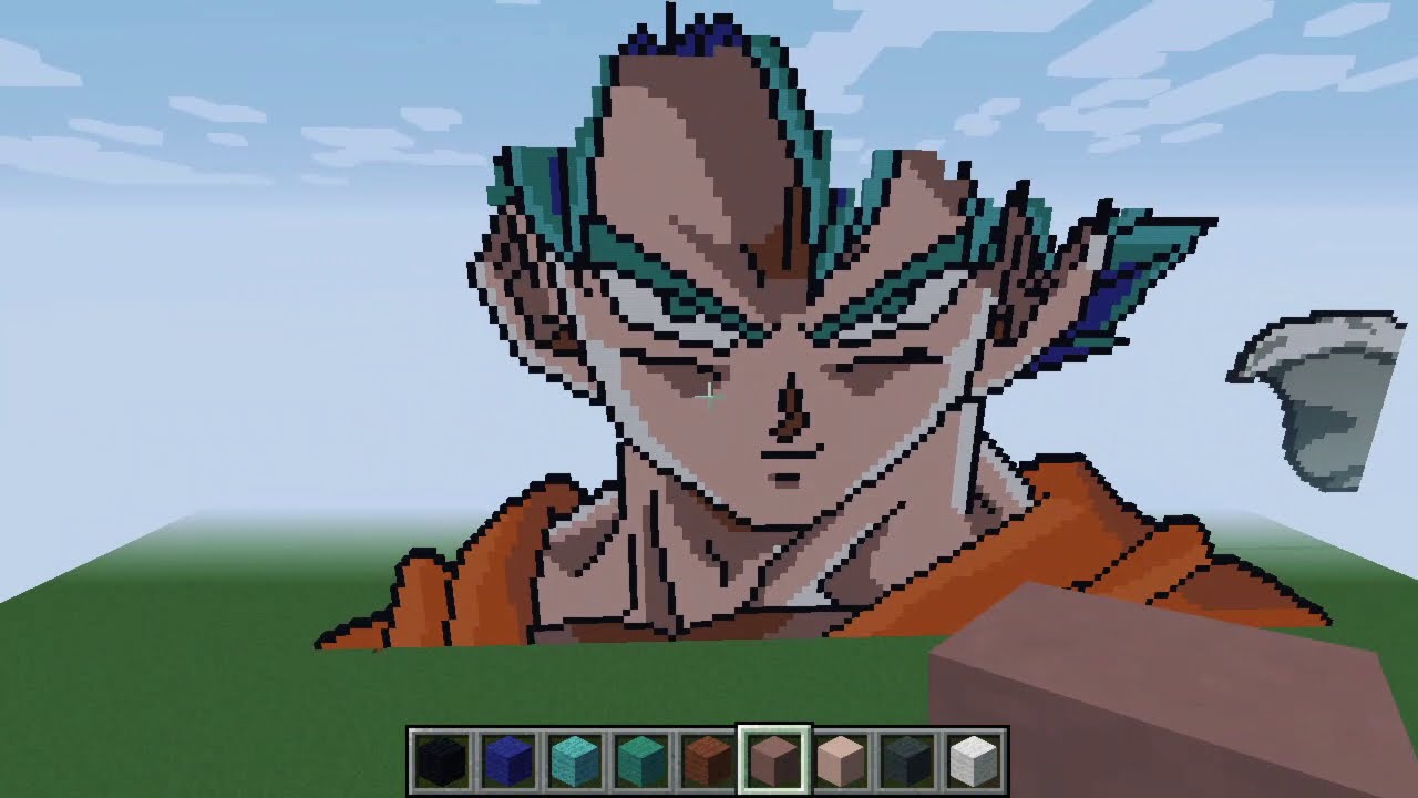 Minecraft Pixel Art Goku Ssj Blue Part 1 Youtube