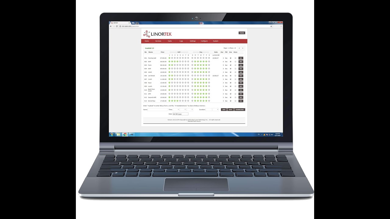 Netbell Web Based Bell System Software Configuration Youtube