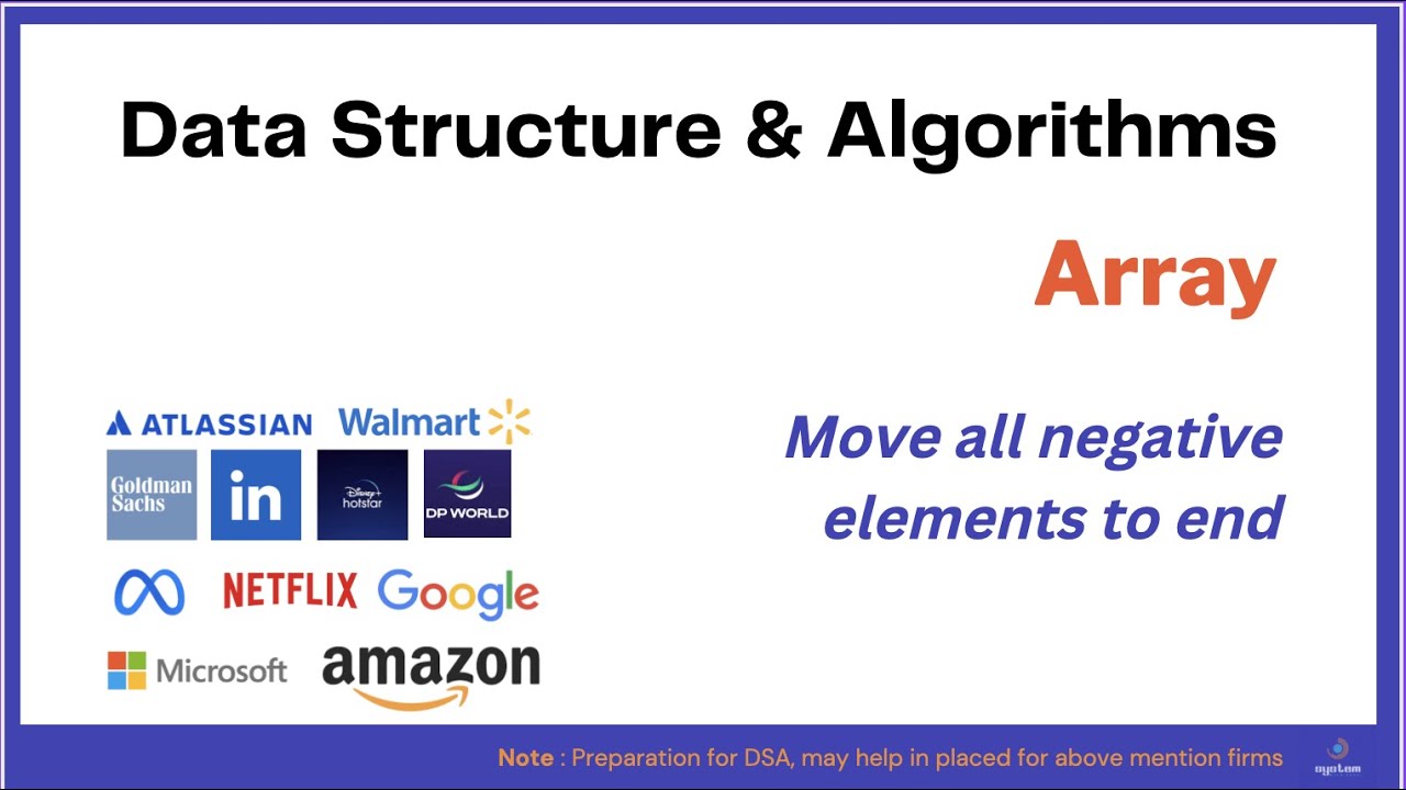 Move All Negative Elements To End Dsa Array Problem 5 Java Code