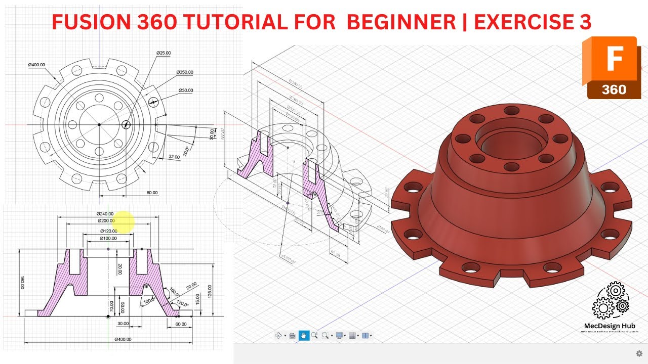 Autodesk Fusion 360 Tutorial For Beginners Exercise 3 Youtube