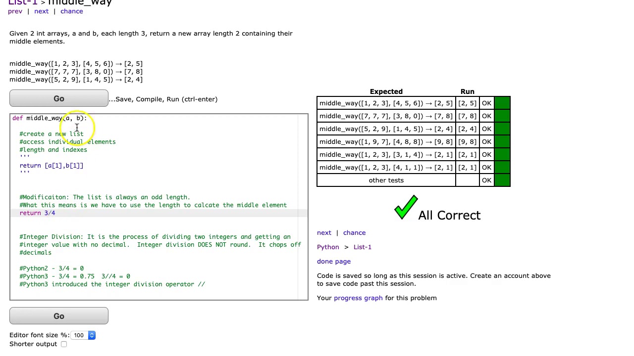 Codingbat Middle Way Python Youtube