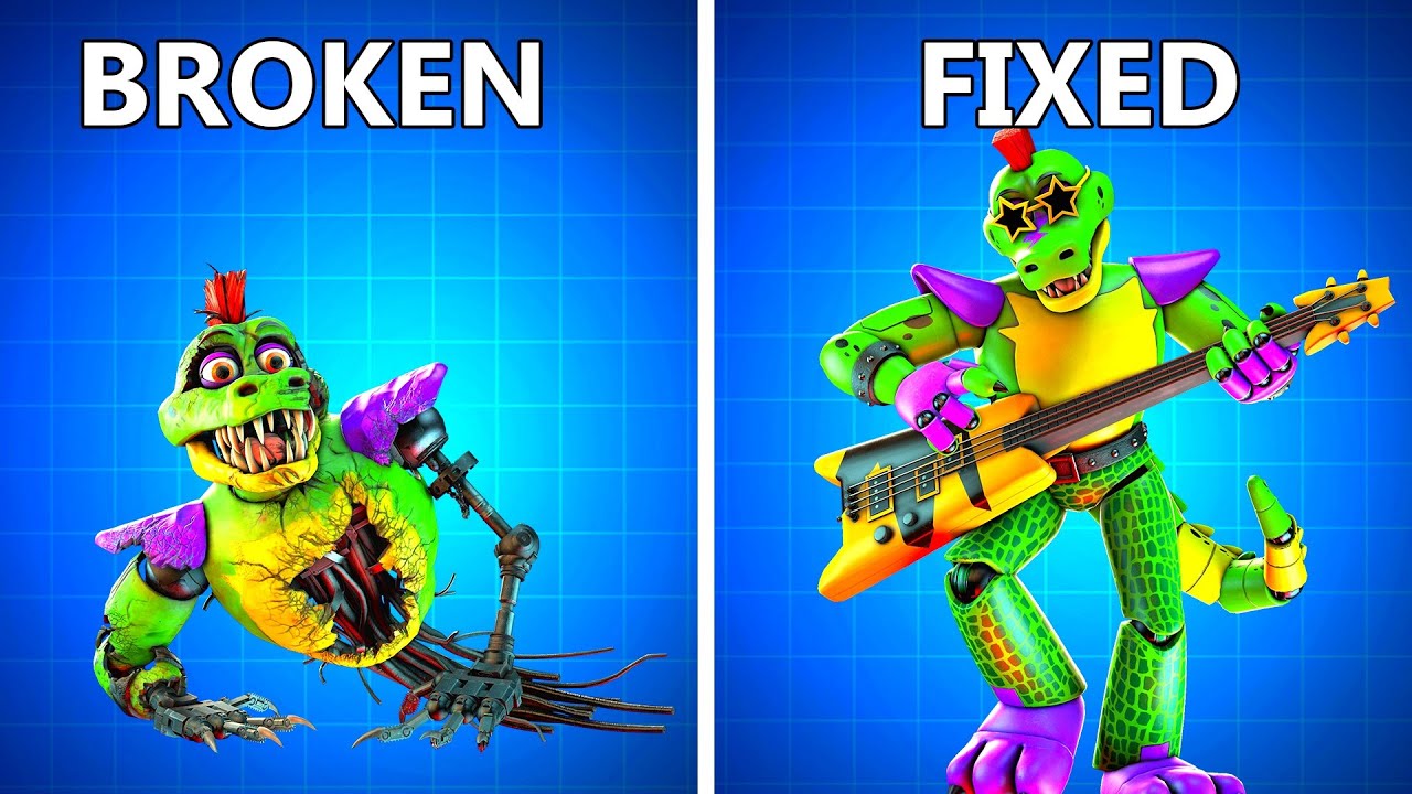 Broken Vs Fixed Security Breach Animatronics In Fnaf Youtube