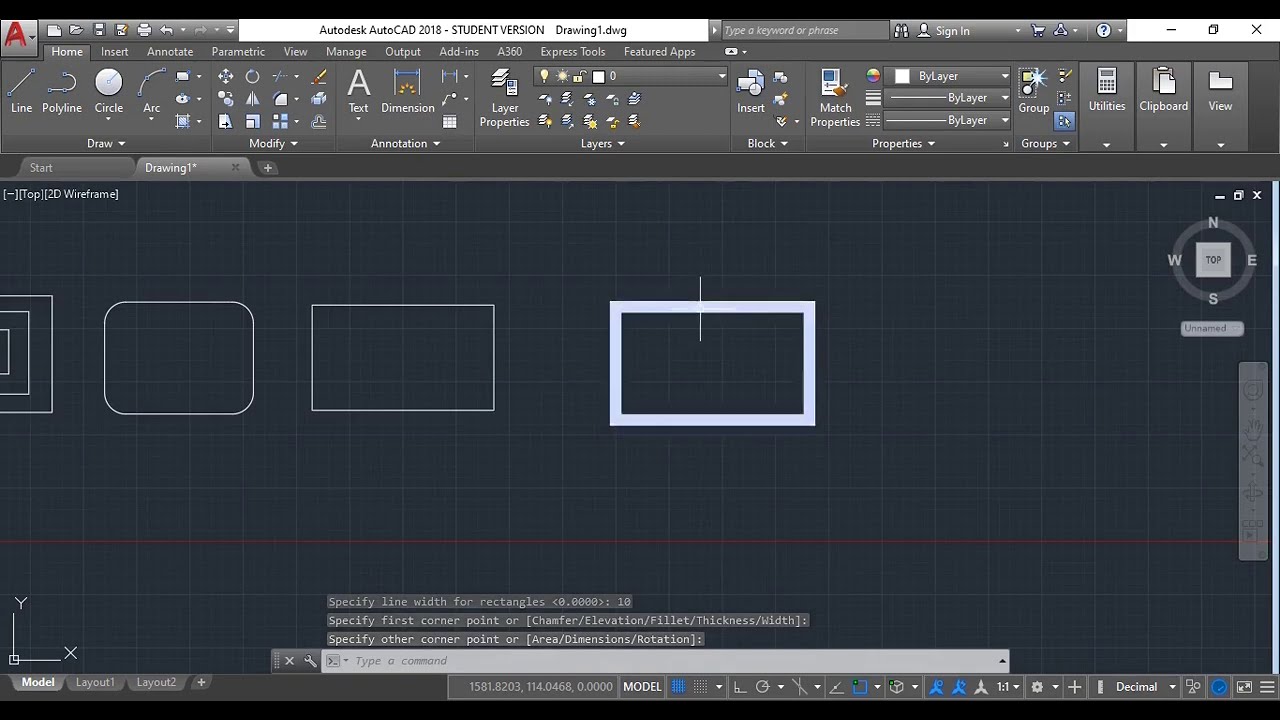 8 Autocad Tutorial Rectangle Command Youtube