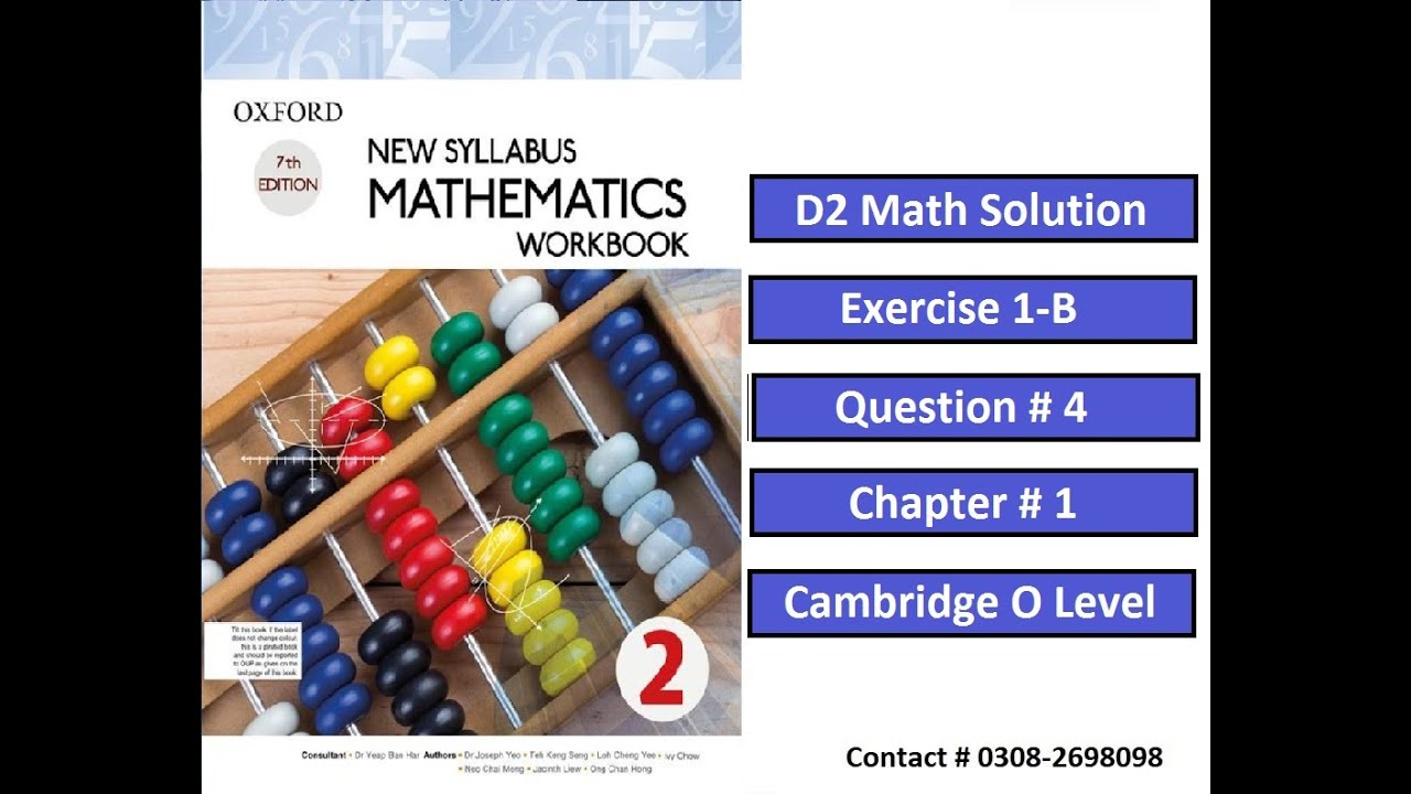 Exercise 1 B Question 4 Oxford New Syllabus Mathematics Chapter