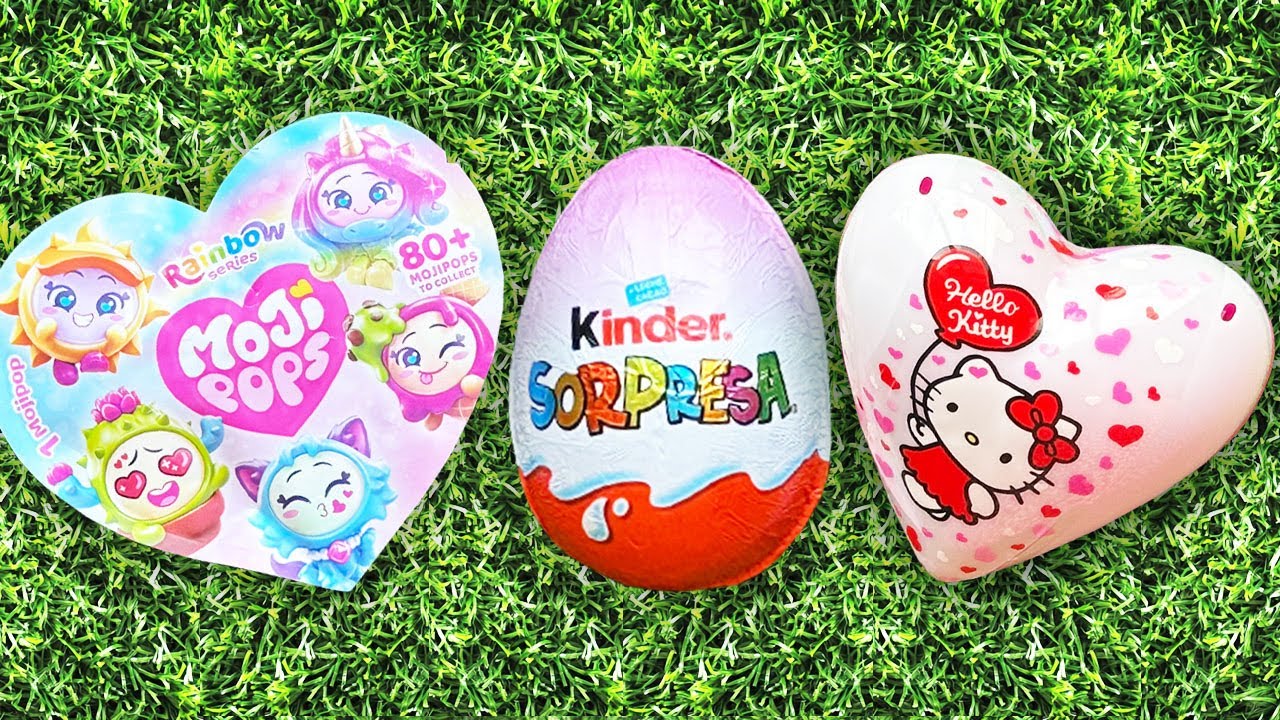 Asmr Surprise Unboxing Kinder Barbie Egg Mojipops Hello Kitty Heart