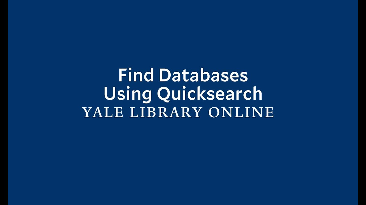 Find Databases Using Quicksearch Youtube