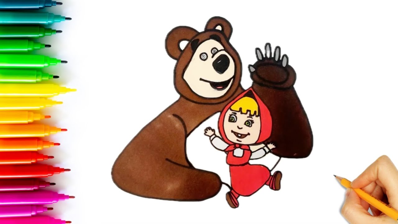 How To Draw Masha And The Bear Step By Step Tutorial Kids Art Made