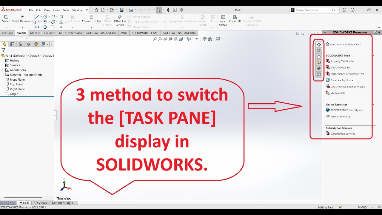 Three Method To Switch The Task Pane Display In Solidworks Youtube