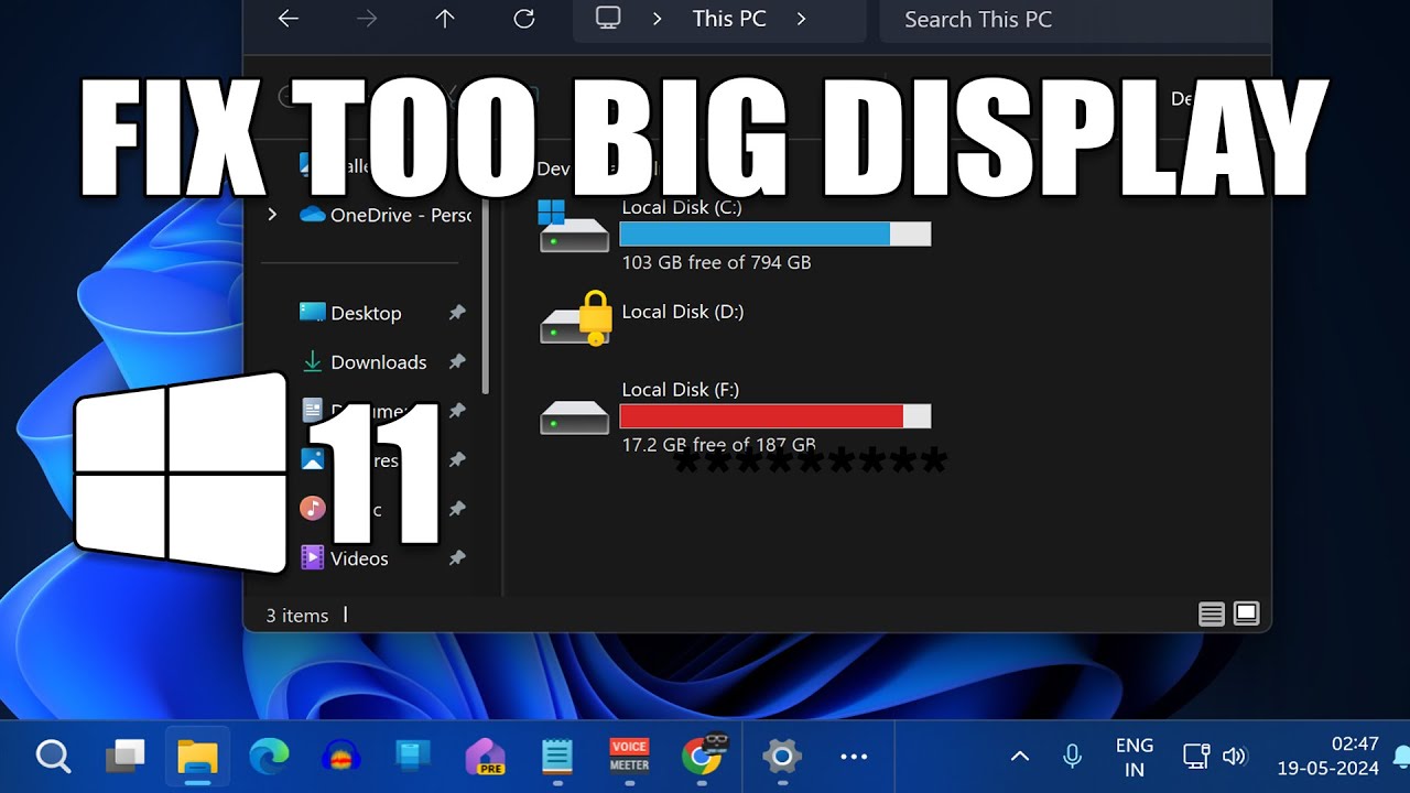 How To Fix Too Big Display On Windows 11 Fixed Zoomed Display Youtube