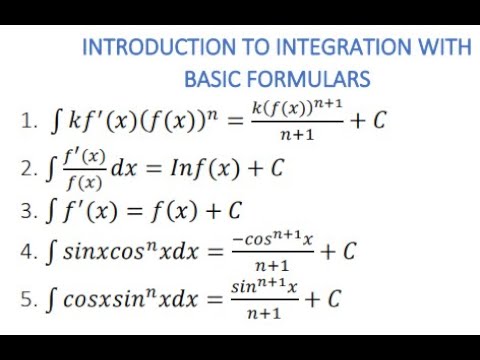 Introduction To Integration Basic Formulas Youtube