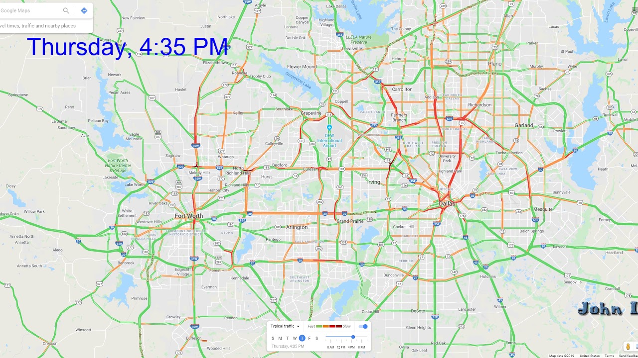 Dallas Fort Worth Metropolitan Area Typical Daily Traffic By Google