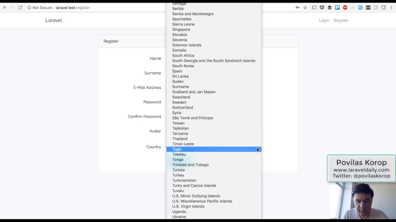 Experiment Generating Laravel Registration Form Youtube