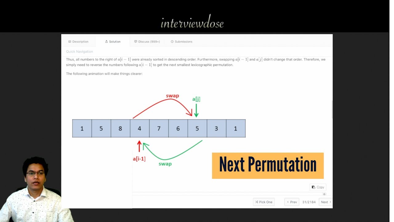 Next Permutation Leetcode 31 Youtube