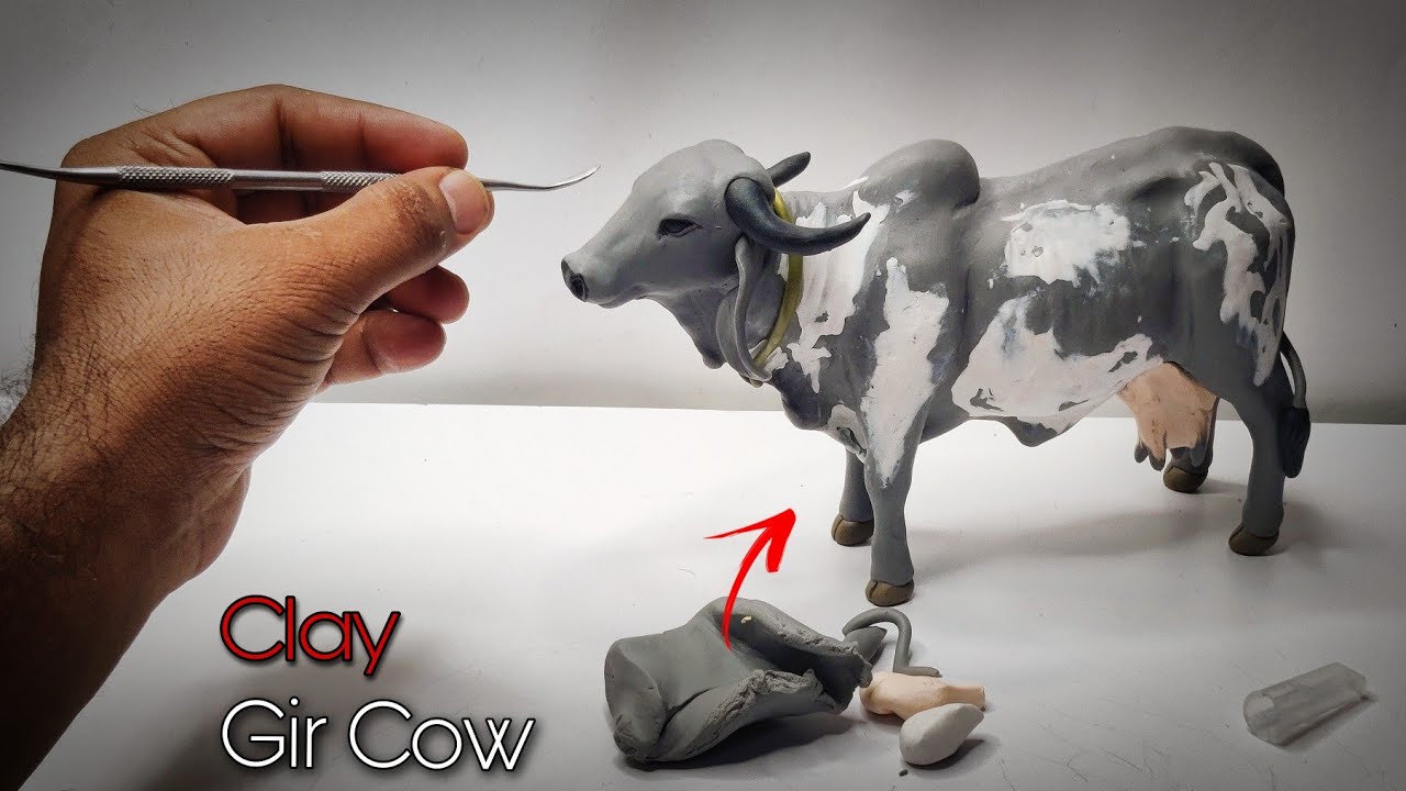 Diy Clay Sculpting How To Make Gir Cow Out Of Clay Clay Art Animal