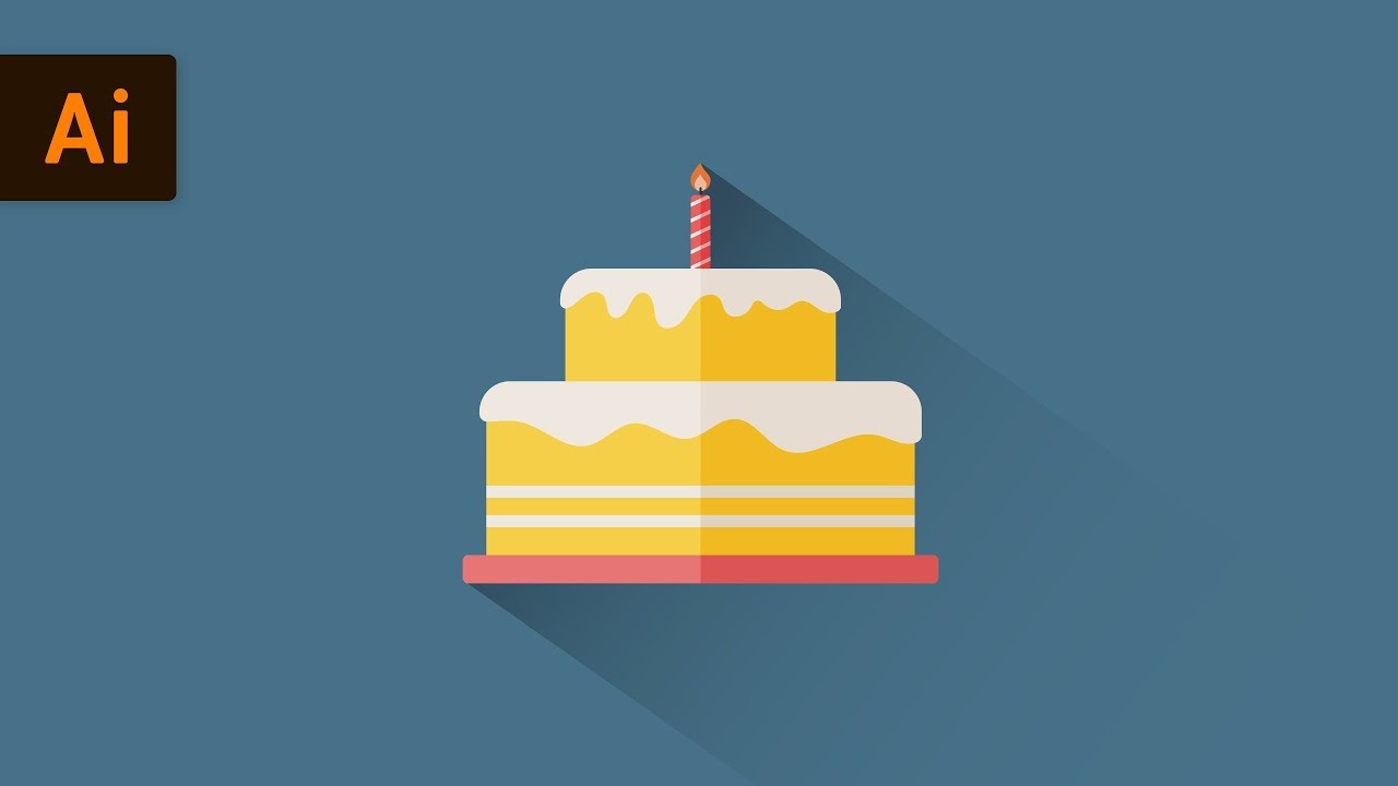 Flat Design Birthday Cake Illustrator Tutorial Youtube
